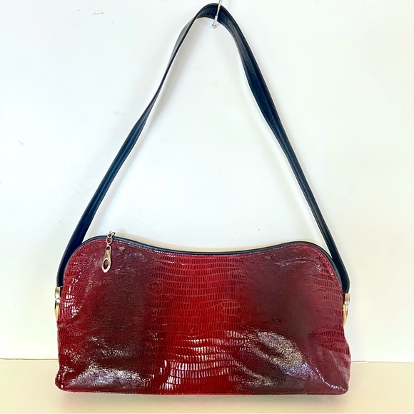 Due Fratelli | Bags | Due Fratelli Croc Embossed Leather Shoulder Bag ...